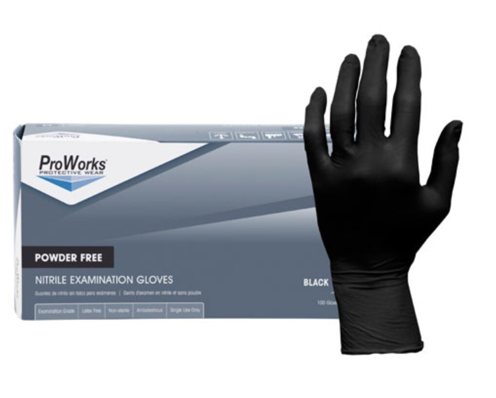 ProWorks® Black Nitrile Exam Gloves, Powder Free 5 mil (GL-N145F ...
